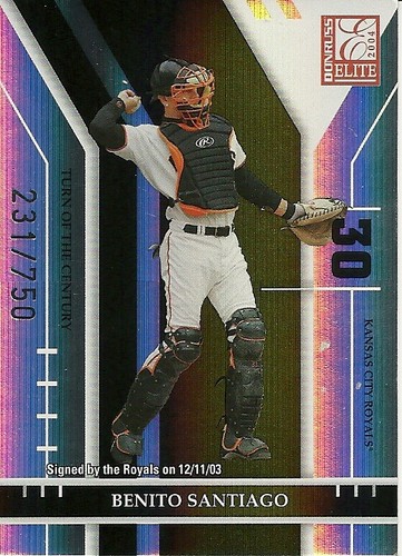2004 Donruss Elite Turn Of The Century Benito Santiago 32 Royals 231/ ...