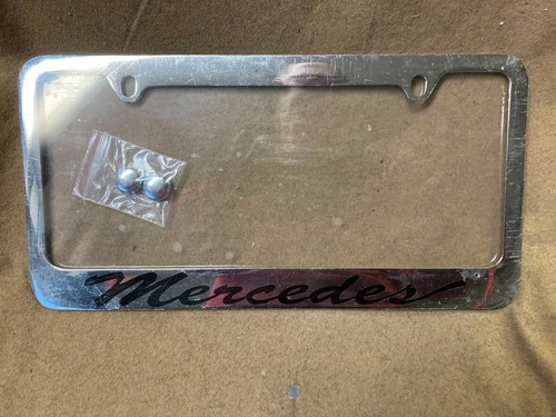 NEW Mercedes Benz chrome plated metal license-plate frame with chrome ...