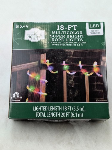 18 ft Multicolor Super Bright LED Rope Christmas Lights Holiday Time ...