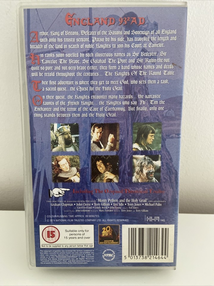 MONTY PYTHON & THE HOLY GRAIL - 21st Anniversary Edition VHS Tape 1974 ...