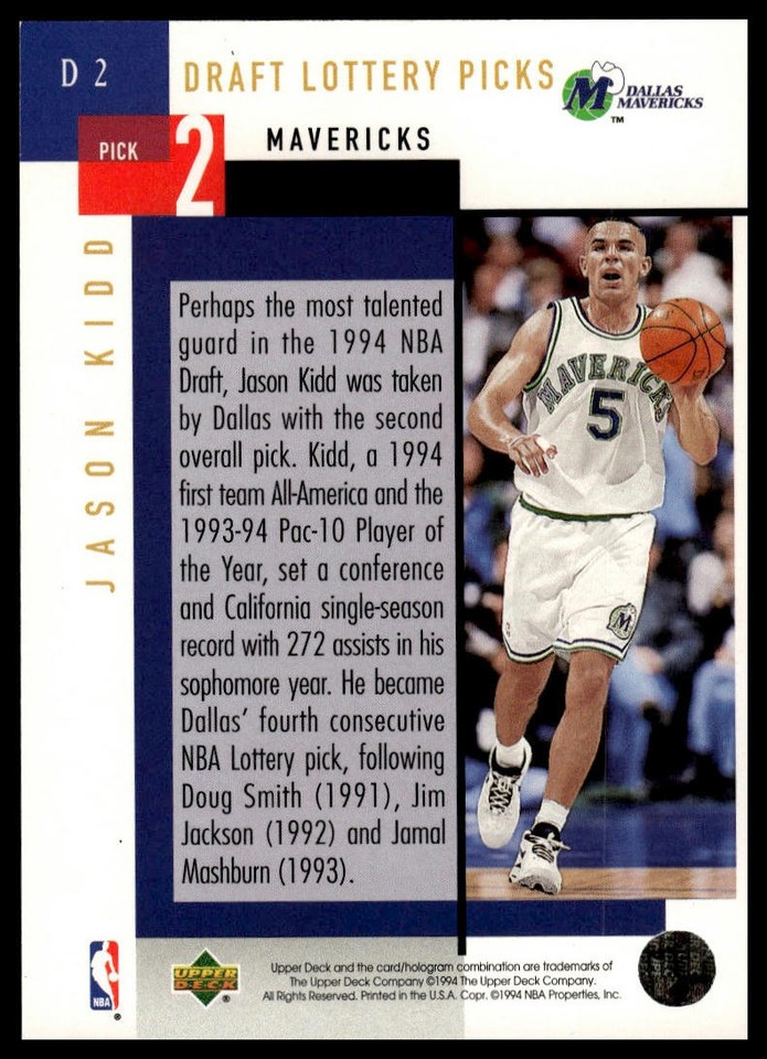 1994-95 Upper Deck #D2 Jason Kidd NBA Draft Lottery Picks 1994 | eBay