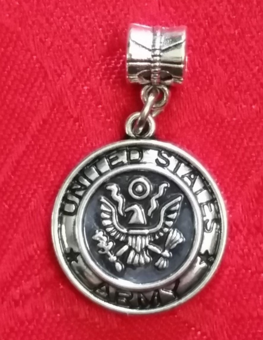 ARMY ANTIQUE SILVER CHARM - BRACELET - NECKLACE - MILITARY - WIFE ...