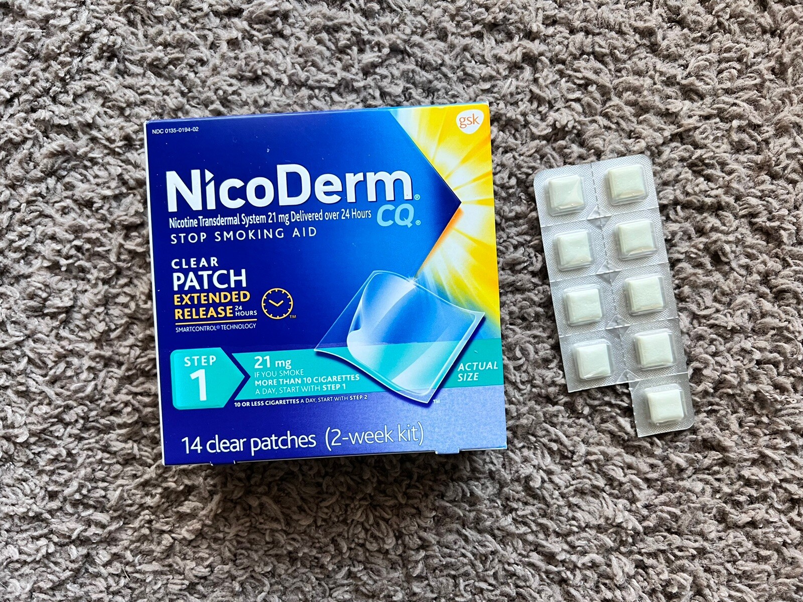 NicoDerm CQ Step 1 Nicotine 14 Patches 21mg And Nicotine Gum 4mg ...