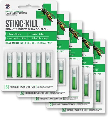 Sting-Kill First Aid Anesthetic Swabs, Instant Pain + Itch Relief From ...