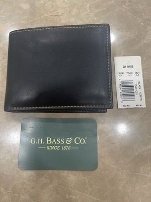 GH Bass Black Leather Wallet With Removable ID Case | eBay