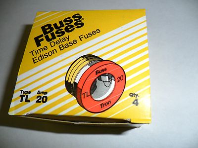 Box of 4 New Buss TL 20 Tron Edison base Time Delay Fuses 20A fuse | eBay