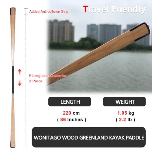 Wood Greenland Paddles with Fiberglass Connector, Lightweight and ...
