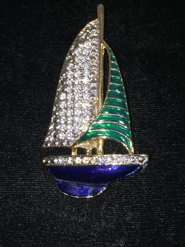 Stunning Crystal and Enamel Sail Boat Brooch | eBay