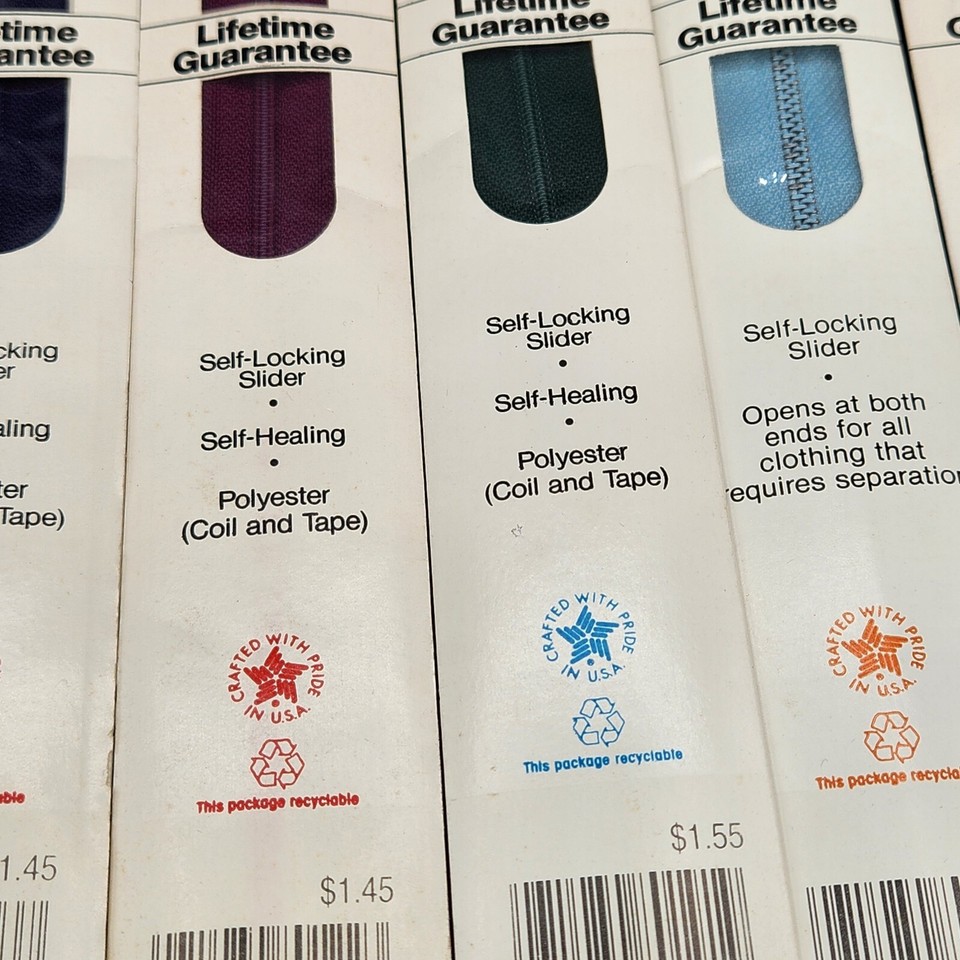 Talon Lot Of 8 Polyester Zippers 9 in. - 12 in. New Self-locking Self ...