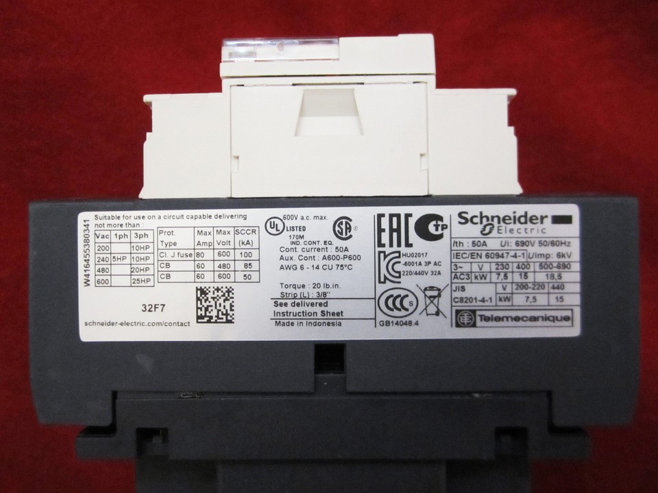 Schneider LC1D32B7 TeSys D Magnetic Contactor 32A 24V AC | eBay