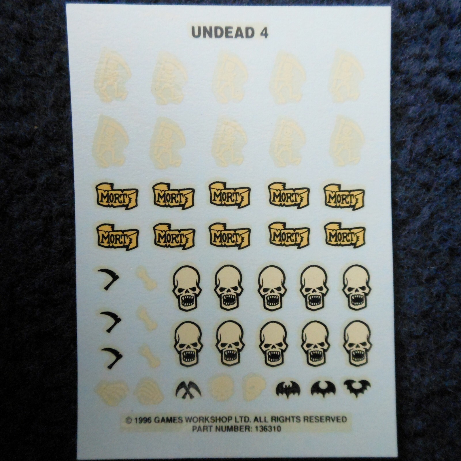 1996 Undead Waterslide Transfer 4 Skeleton Citadel Warhammer Shields ...