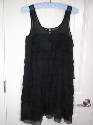 Aerie Chiffon Tiered Ruffle Blouse Tor dress Womens Medium Black Sheer ...