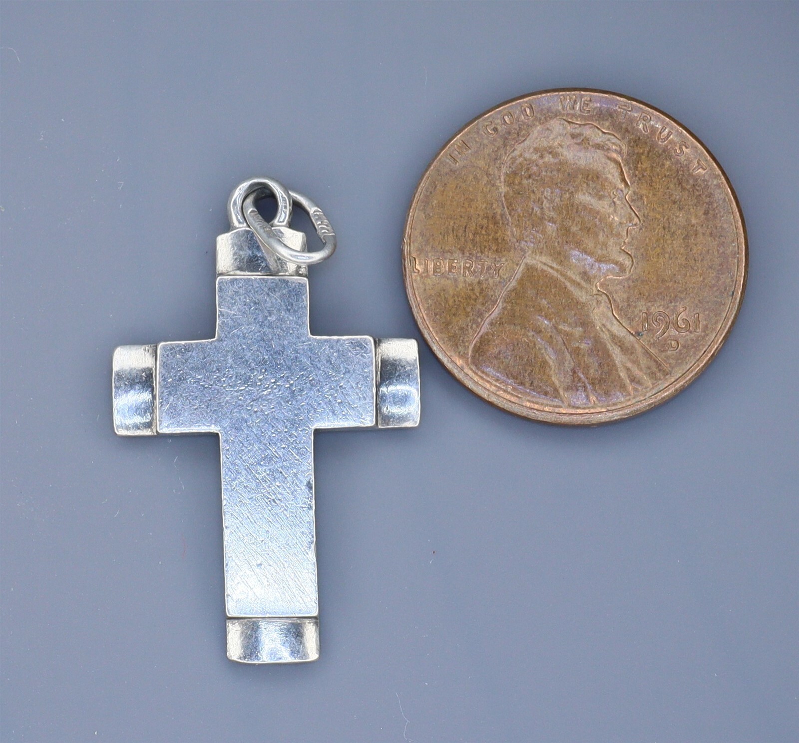 Simple Classic Cross Medal Vintage Sterling Silver Pe… - Gem