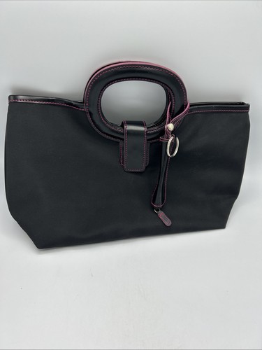 Estee Lauder Black Nylon with Fuchsia colour Lining Handbag Purse | eBay