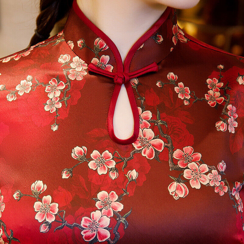 Women Chinese Qipao Shirt Mandarin Collar Traditional Blouse Short ...