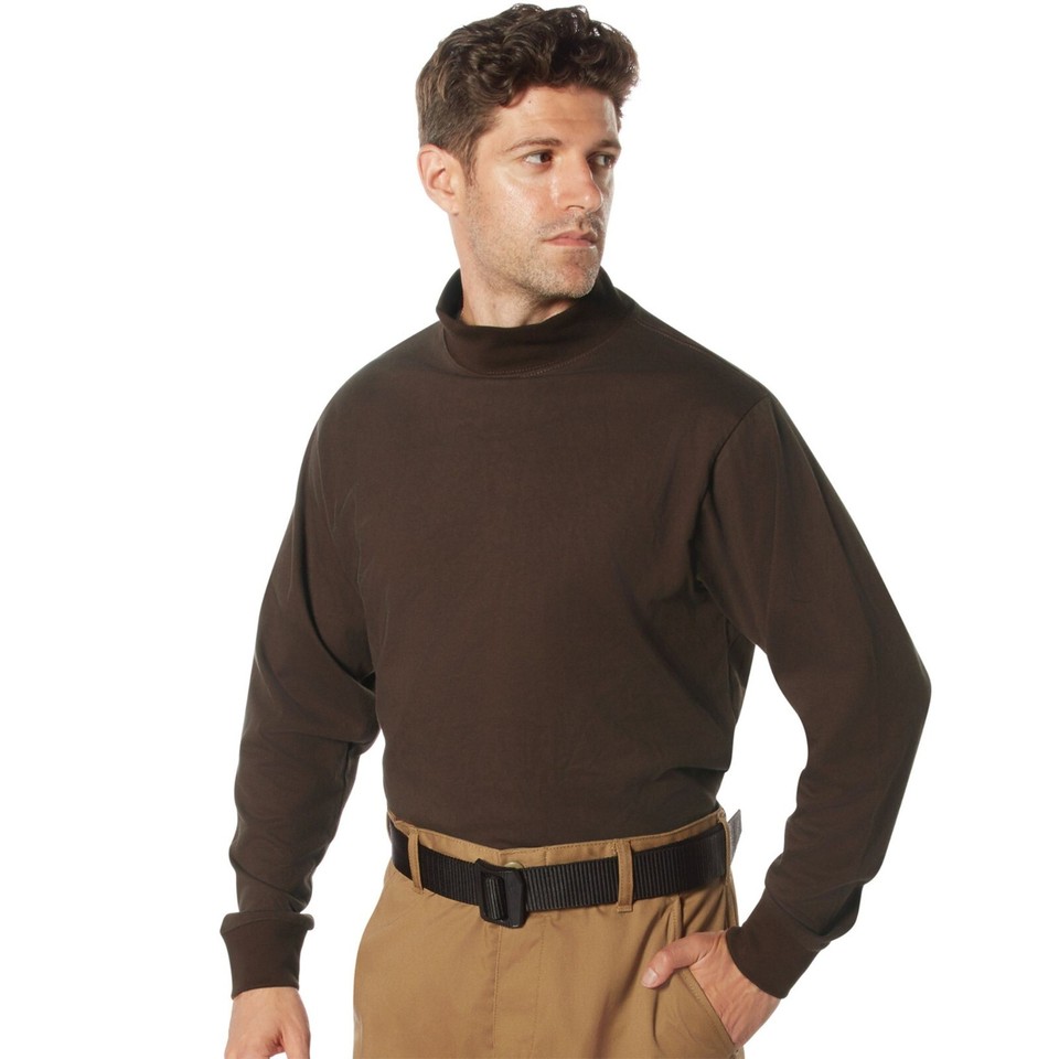 Turtleneck Warm High Collar Neck Uniform Top Long Sleeve Mock Shirt ...