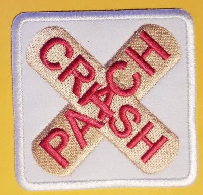 Crash Patch Band-aid Patch iron and or sewn approx 3x3" | eBay