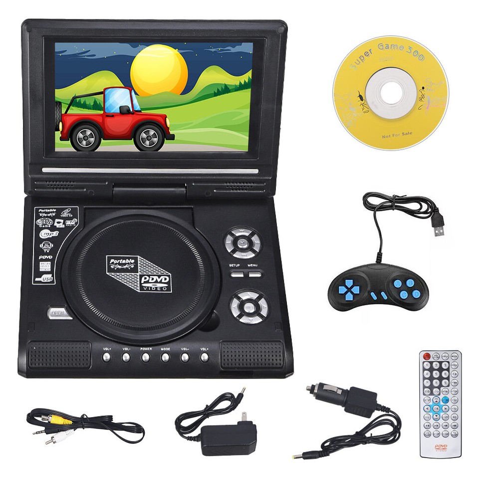 NEW Portable DVD Player HD CD TV Player 270° LCD Widescreen Card Reader ...