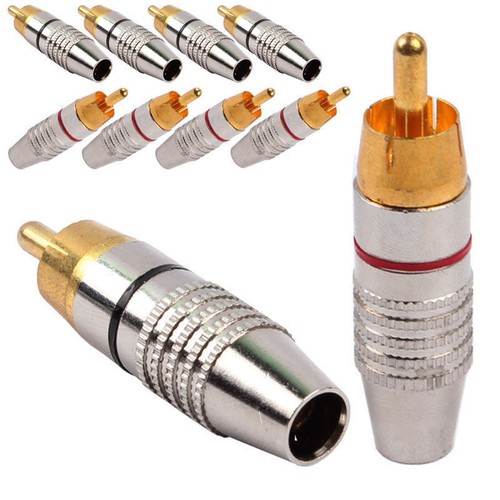 10 Stck. (5 Paar) Hochwertige RCA Stecker Löten Gold Audio Video ...