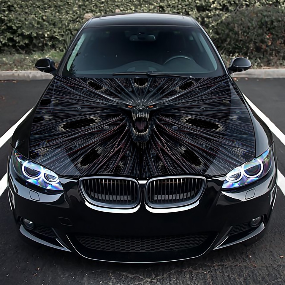 Horror Skull Car Hood Wrap Decal Vinyl Sticker Full Color Graphic Fit ...