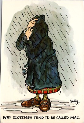 'Why Scotsmen Tend To Be Called Mac' Comic Kilt Rain Besley Postcard ...