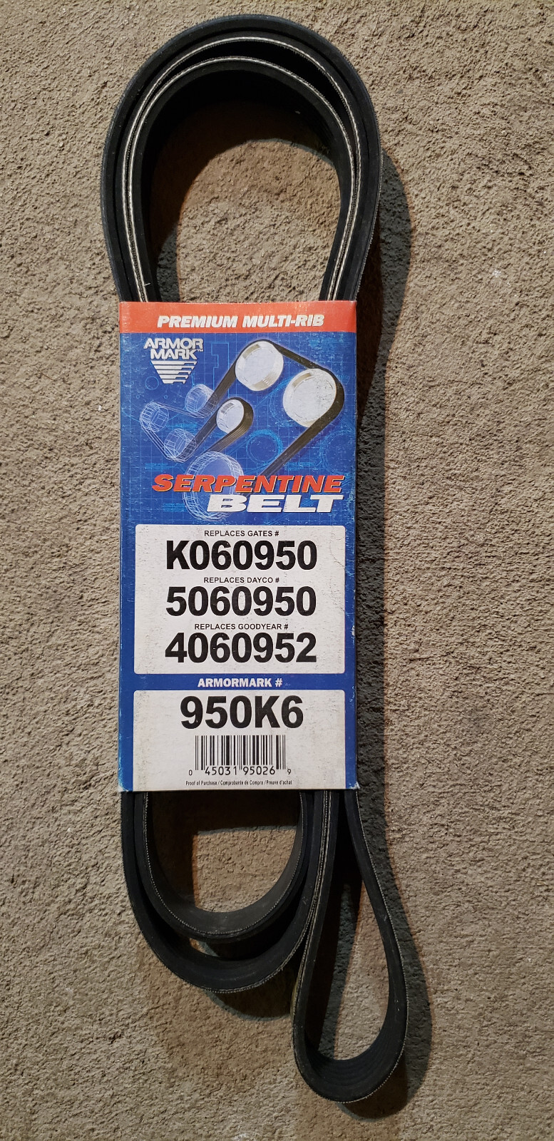 950K6 ARMOR MARK/CADNA SERPENTINE BELT (6PK2415, 5060950, K060950 ...
