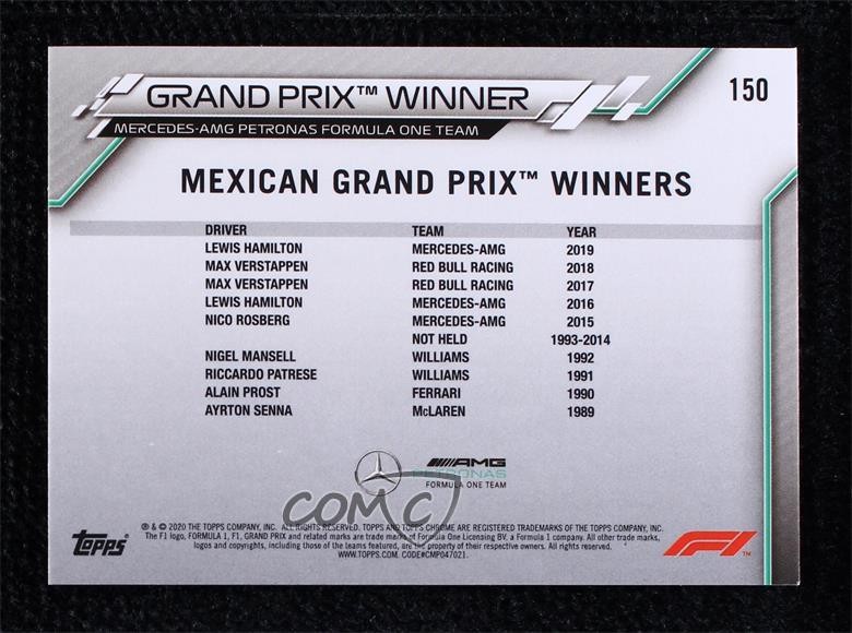 2020 Topps Chrome Sapphire Edition Formula 1 Lewis Hamilton #150 Rookie ...