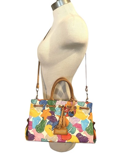 VTG DOONEY AND BOURKE Doodle Wonderduck Canvas Leather Trim Crossbody ...