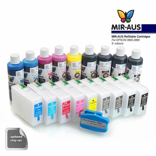Refillable ink cartridge for Epson Stylus 3800 T5801-T5809 with pigment ...