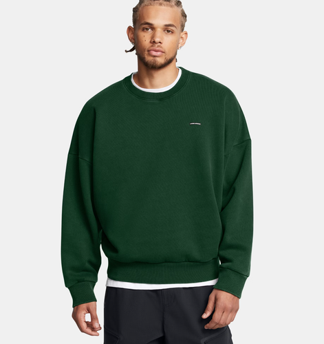 New Under Armour UA Icon Heavyweight Fleece Washed Oversized Crewneck ...