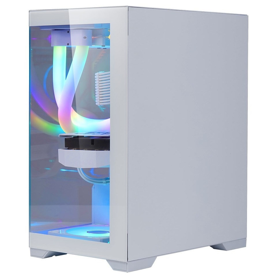 CiT Range White MATX Gaming Tower PC Case with Tempered Glass Panels 3 ...