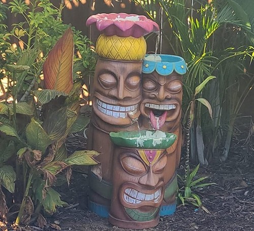 Lighted Outdoor Tiki Water Fountain 3 Tier Patio Bowl Waterfall with ...