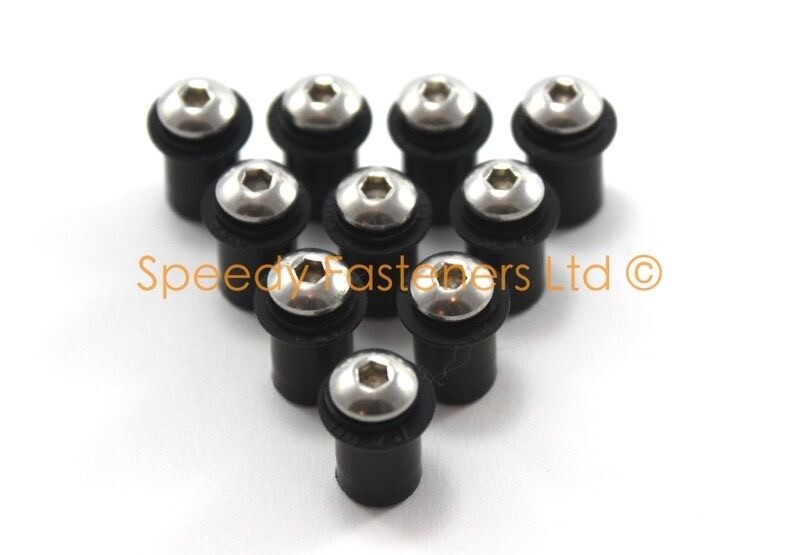 10 Rubber Rubnuts Well Nuts & Stainless Bolts Motorcycle Bike Screen ...