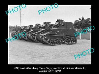 OLD LARGE HISTORIC PHOTO OF AUSTRALIAN ARMY TANK CORPS AT VIC BARRACKS ...