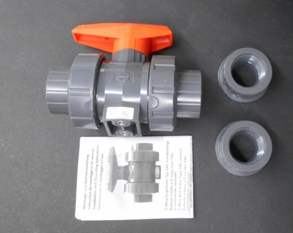 Georg Fischer Piping +GF+ 161.546.344 Ball Valve 546 ASTM 1” EPDM PVC-U ...