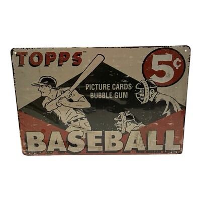 Topps Baseball 5 Cents Vintage Metal Tin Sign ~New~ Home Bar MAN CAVE ...