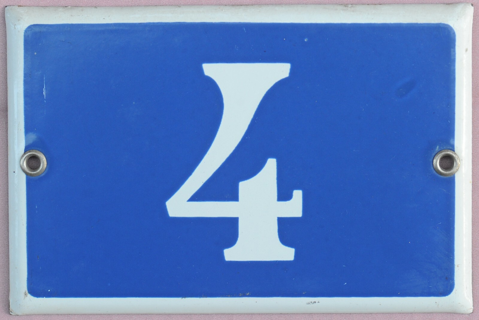 Old blue French house number 4 B BIS door gate plate steel enamel sign ...