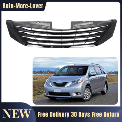 Fit For Toyota Sienna 2011-2017 Front Upper Grille Gloss Black ...