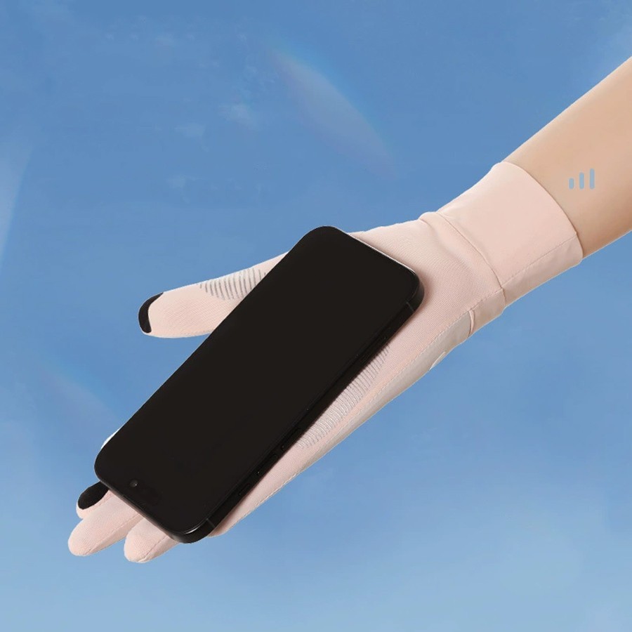 Ice Silk Sunscreen Gloves UV Protection Mittens Non-Slip Touch Screen ...