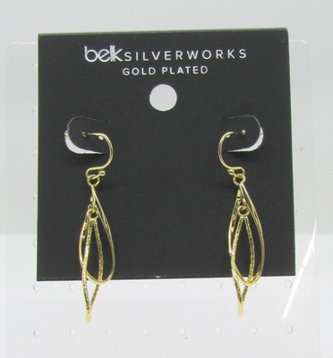 Belk SilverWorks Gold Plated 43mm Twisted Wire Double Drop Pierced ...