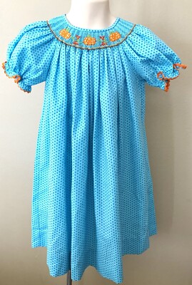 Cukees Baby Toddler Girls SMOCKED PUMPKINS DRESS 2T Fall POLKA DOTS | eBay