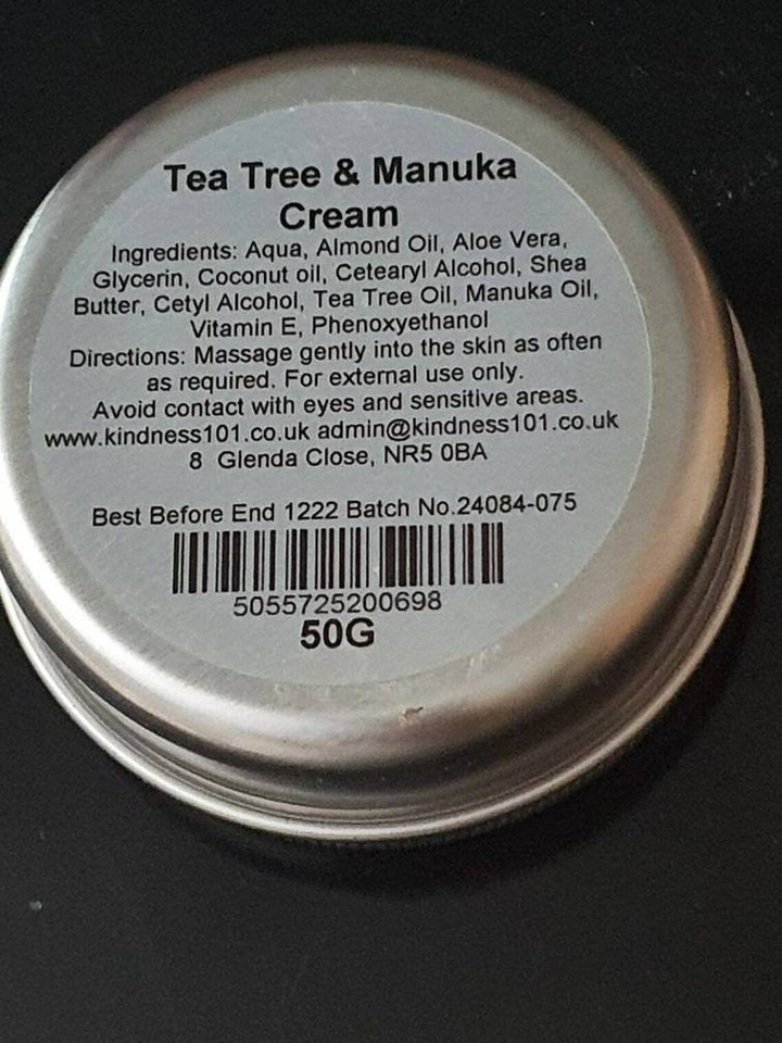 Tea Tree & Manuka Cream 50ml, Natures Antiseptic, Soothing for feet ...