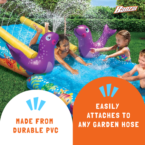 Banzai Kid Toddler Outdoor Inflatable My First Water Slide & Splash ...