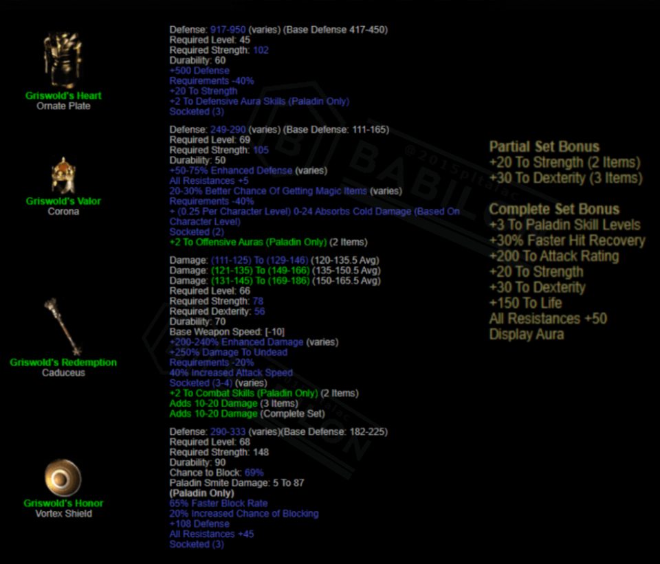 PC PS4 PS5 XBOX SWITCH GRISWOLD'S LEGAC FULL SET DIABLO 2 RESURRECTED ...