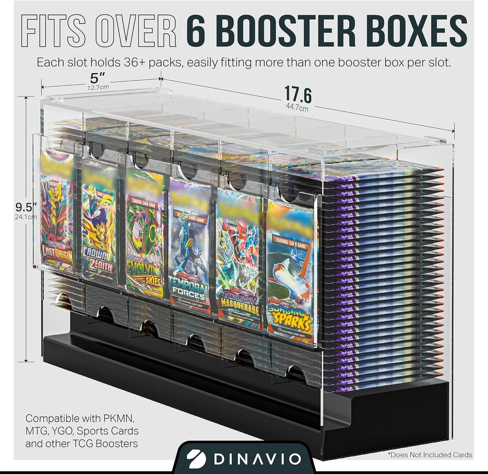 6-Slot Booster Pack Dispenser Acrylic with Black Base - Stackable | eBay