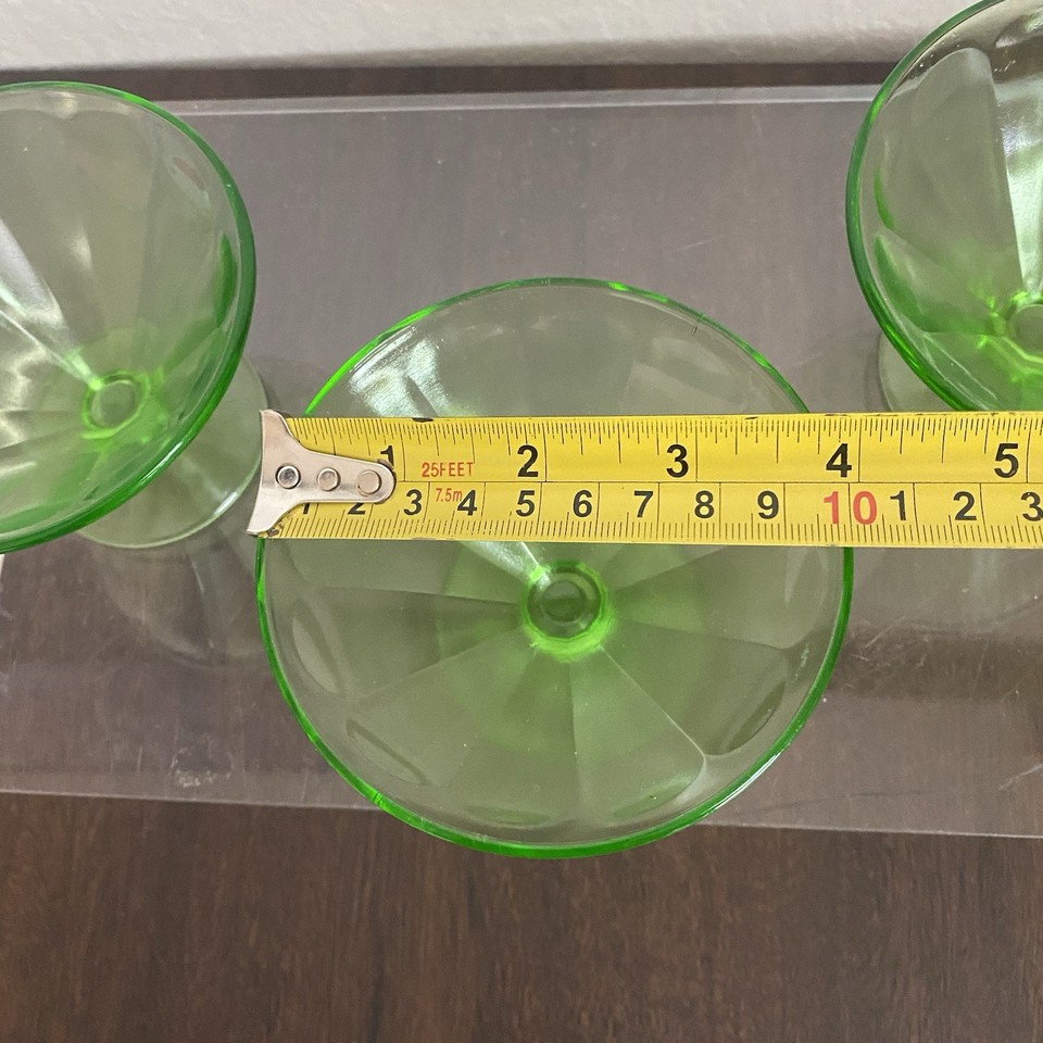 Set/4 Green Depression Uranium Glass Sherbet Cups Federal Optic Panel 4 ...