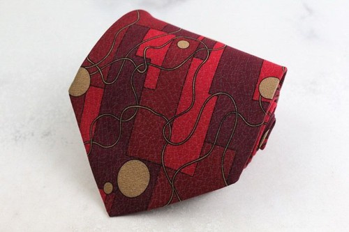 Gianni Versace Necktie Dot Check Panel Pattern Silk Red Mens 3.5 in ...