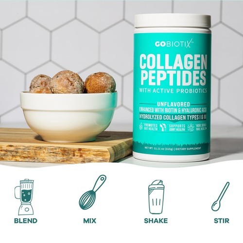 Collagen Powder Supplement with Probiotics - Hydrolyzed Protein ...