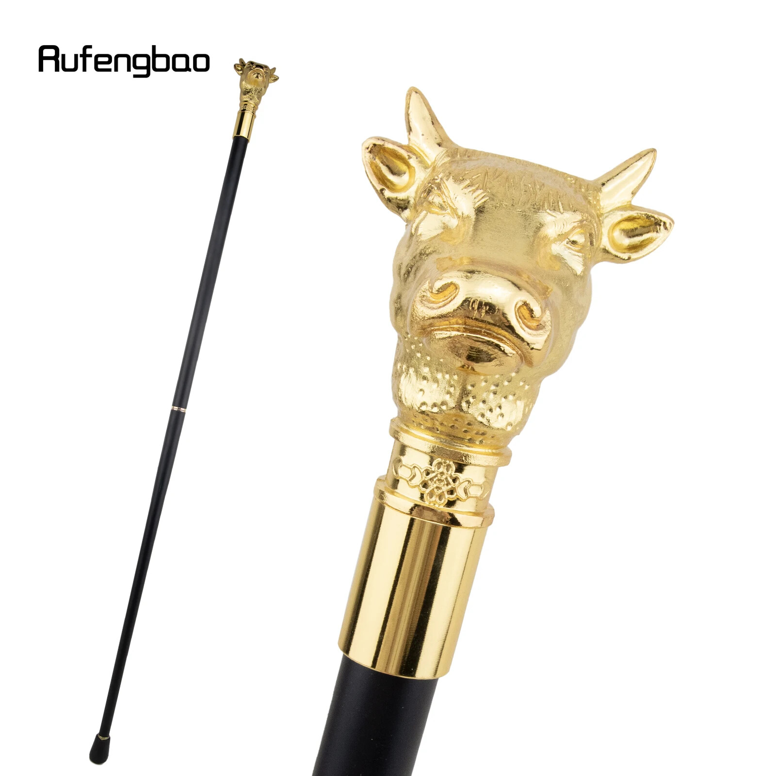 Golden Bull Cattle Bullfight Walking Cane Fashion Cro… - Gem