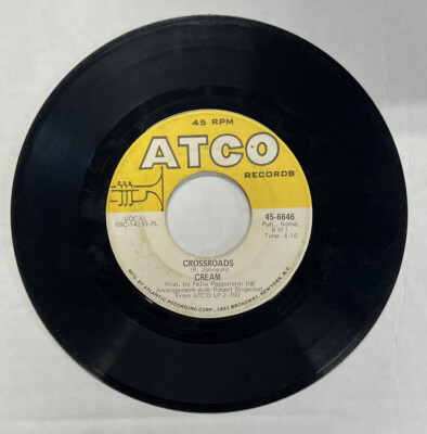 45 rpm Vintage 7” Vinyl Single Hit Record Cream Eric Clapton Crossroads ...